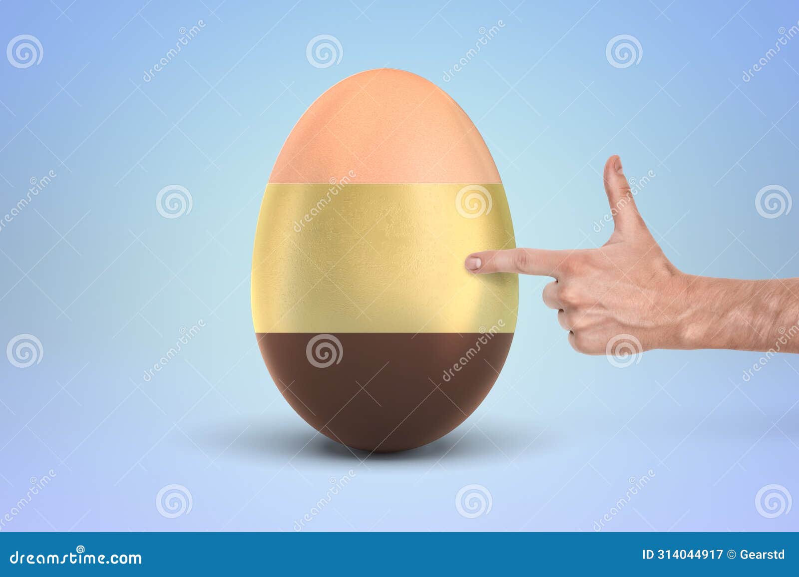 Human Finger Pointing at a Golden Egg Concept Stock Image - Image of ...