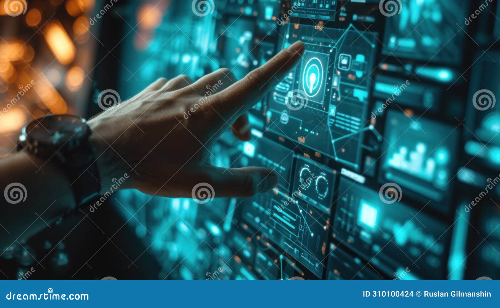 Human Finger Pushes Touch Screen Button and Activates Futuristic ... Human Finger Pushes Touch Screen Button and Activates Futuristic ...