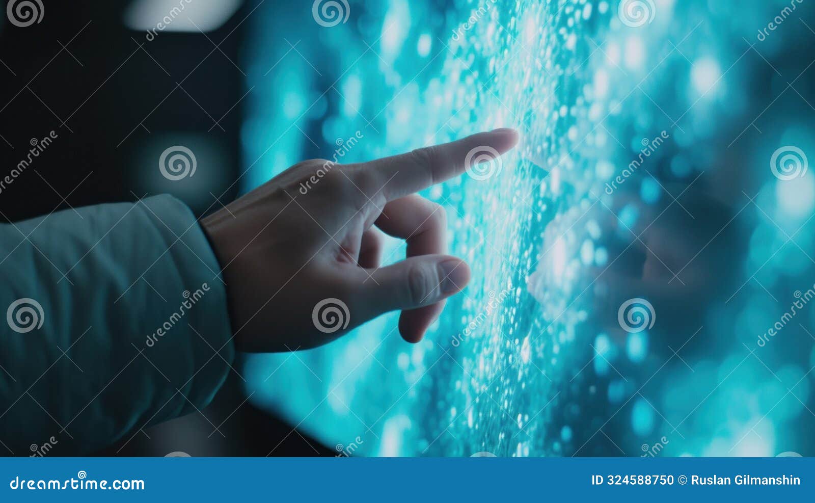 Human Finger Pushes Touch Screen Button and Activates Futuristic ...