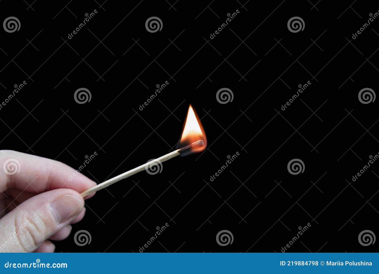 Human Fingers with Burning Match on Black Background. Stock Photo ...