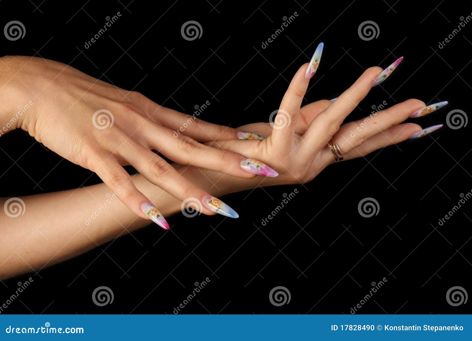 Human Fingers with Long Fingernail and Beautiful M Stock Photo - Image ...