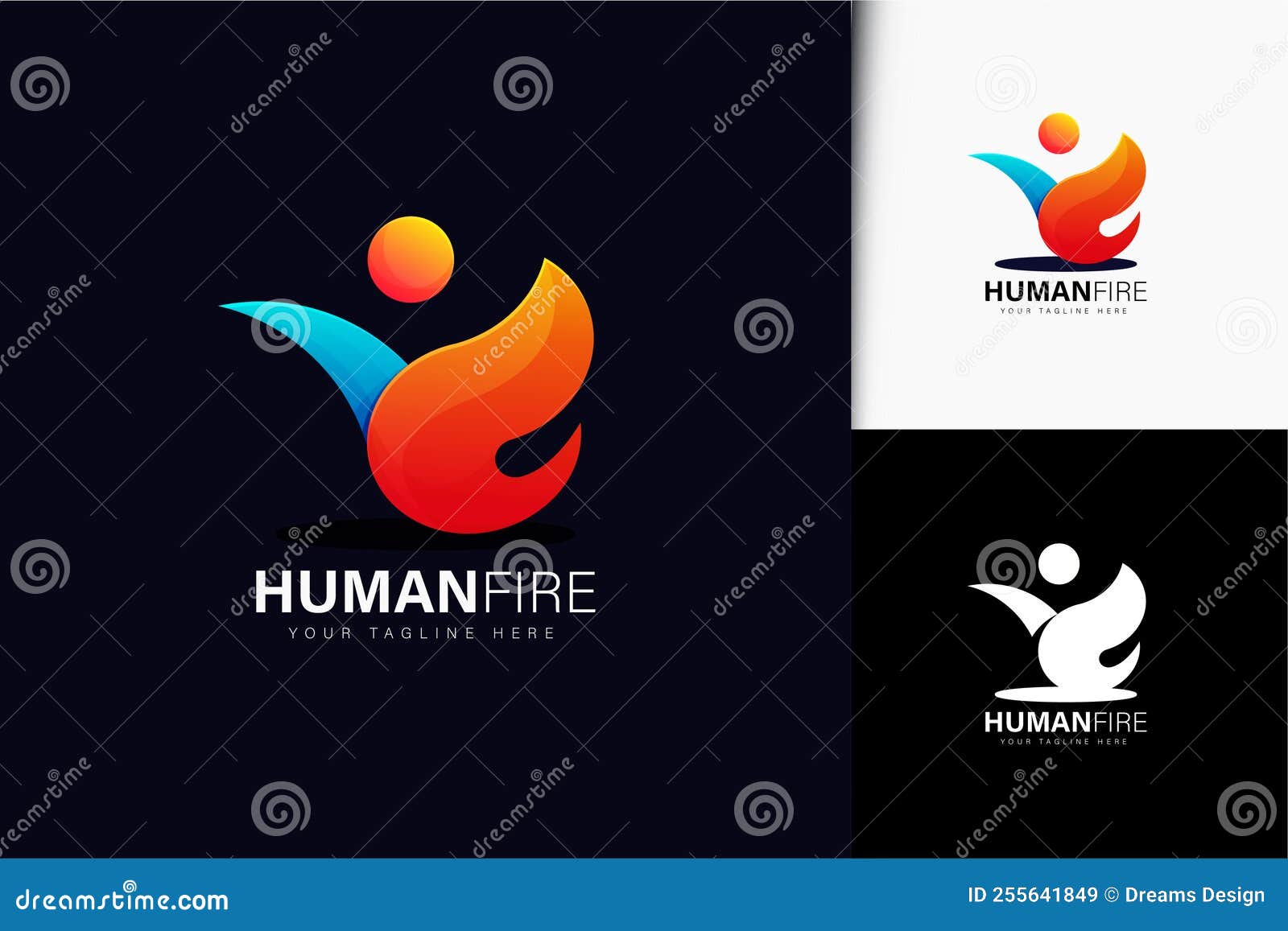 Human Fire Logo Design with Gradient Stock Vector - Illustration of ...