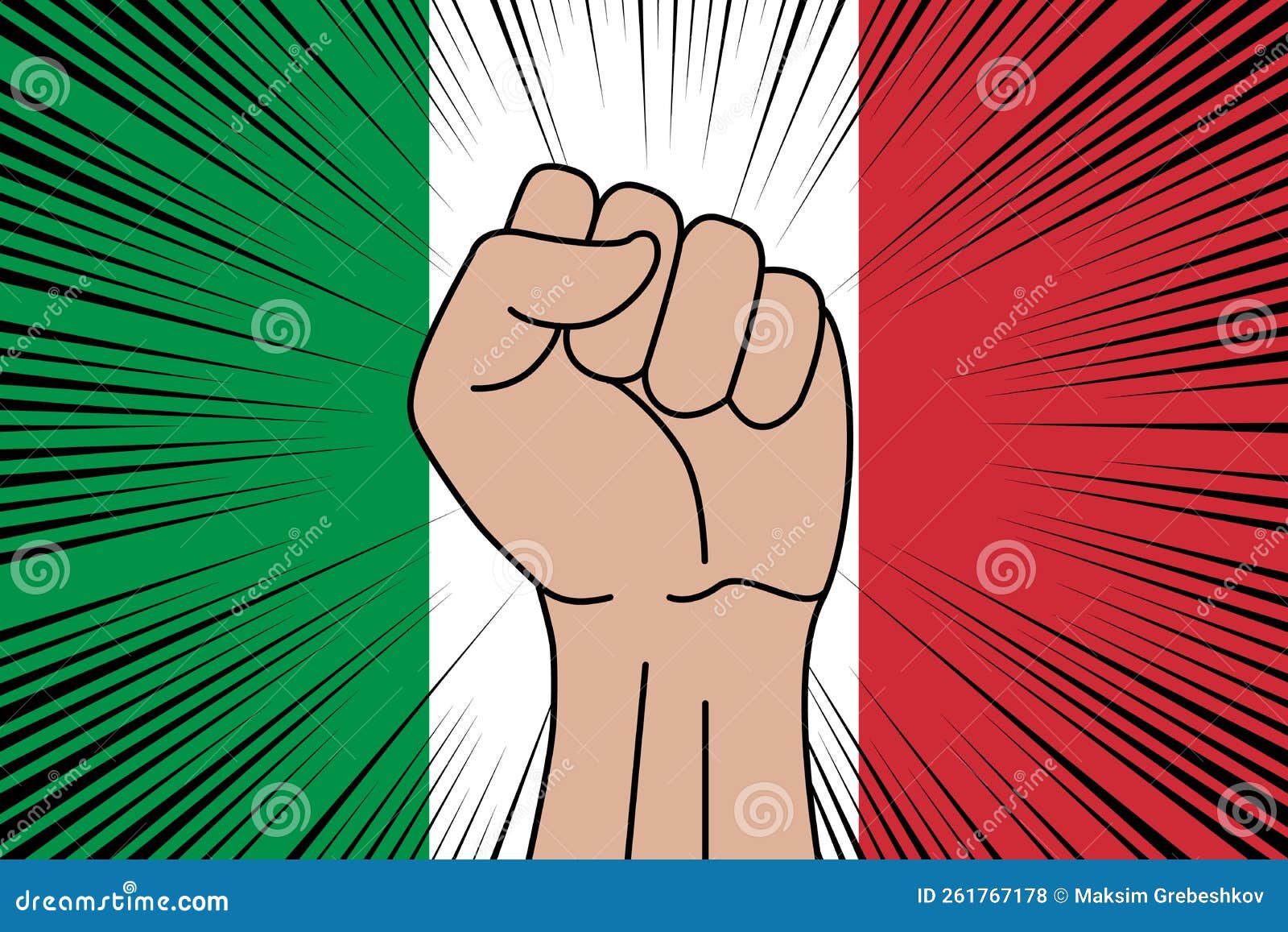 Human Fist Clenched Symbol on Flag of Italy Stock Vector - Illustration ... Human Fist Clenched Symbol on Flag of Italy Stock Vector - Illustration ...