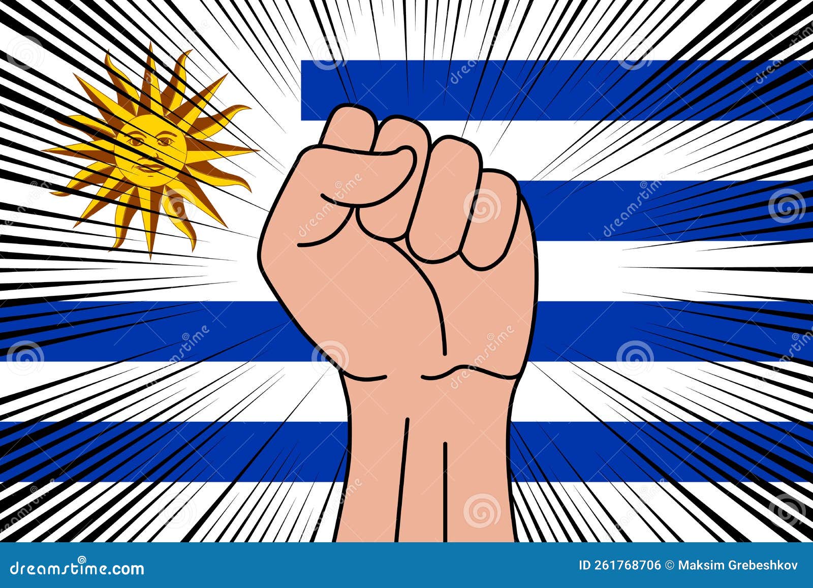 Human Fist Clenched Symbol on Flag of Uruguay Stock Illustration ... Human Fist Clenched Symbol on Flag of Uruguay Stock Illustration ...