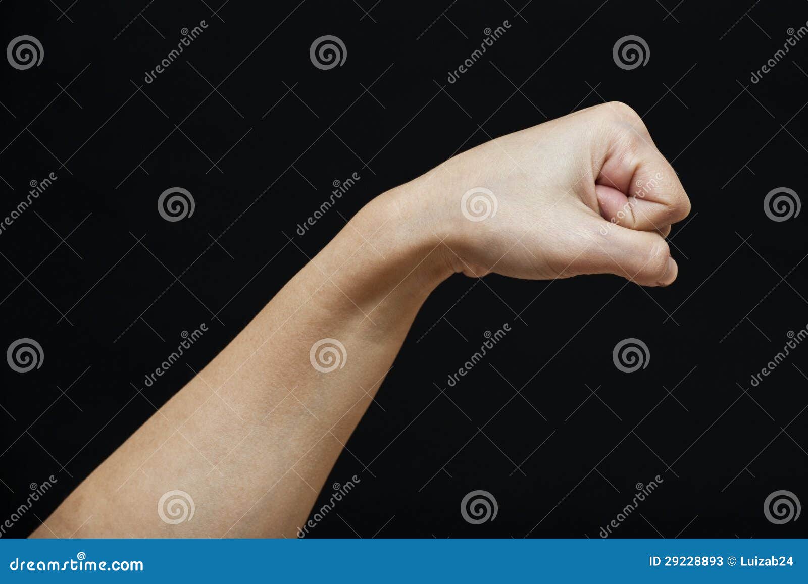 Human Fist Isolated in a Black Background Stock Image - Image of signal ...