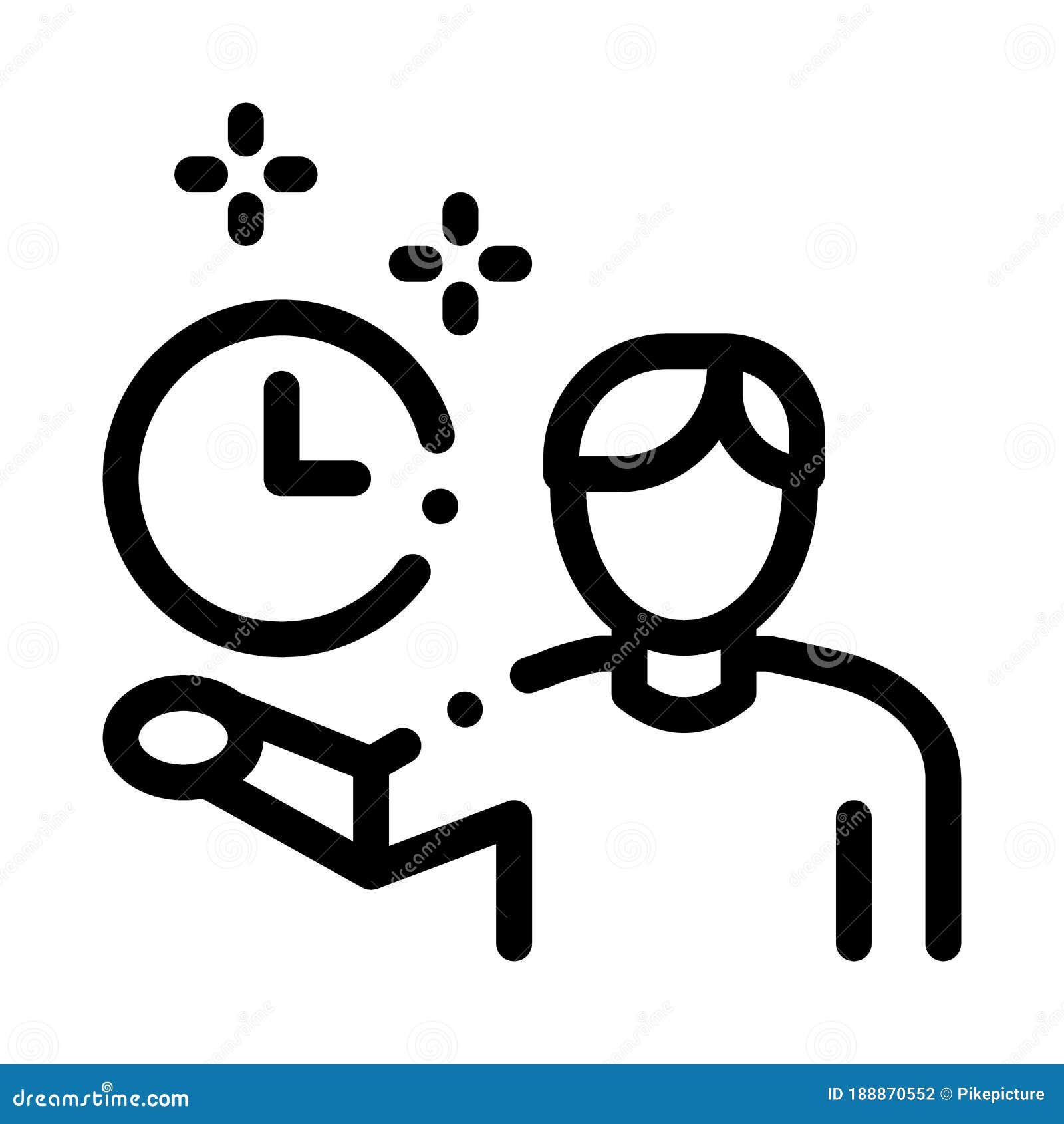 Human Fixed Clock Icon Vector Outline Illustration Stock Vector ...