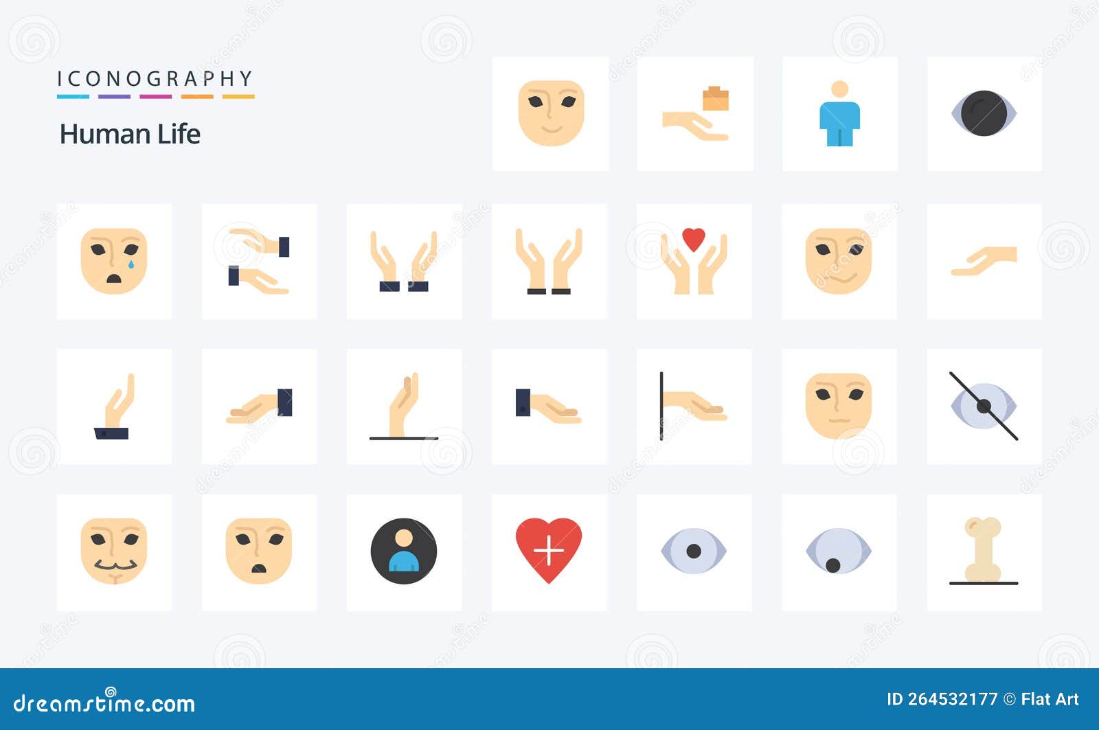 25 Human Flat Color Icon Pack Stock Vector - Illustration of cheerful ...