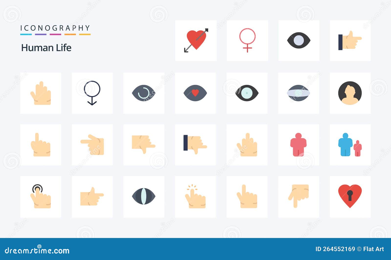 25 Human Flat Color Icon Pack Stock Vector - Illustration of gender ...