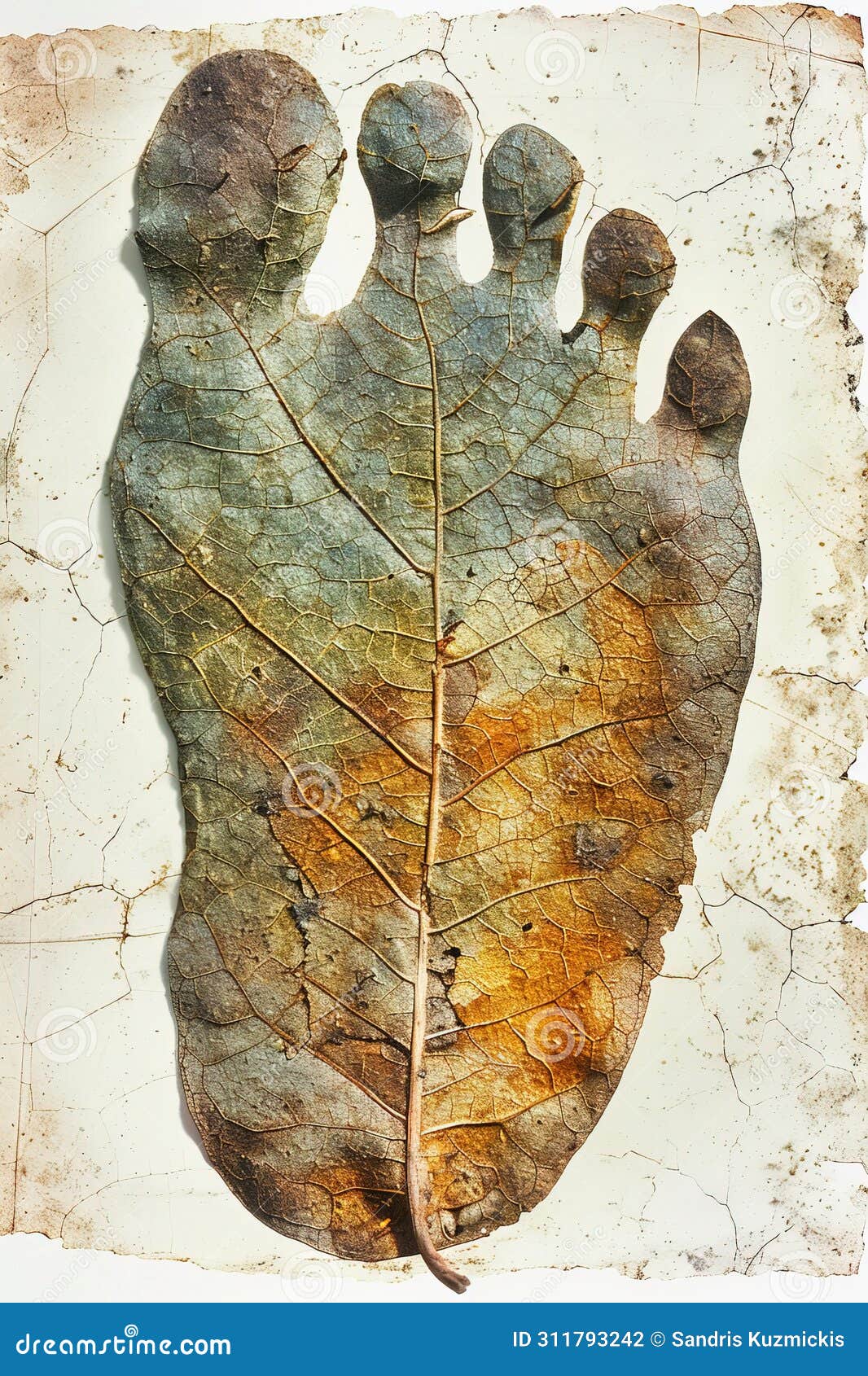 Human Footprint with Leaf Texture. Generative AI. Stock Illustration ...