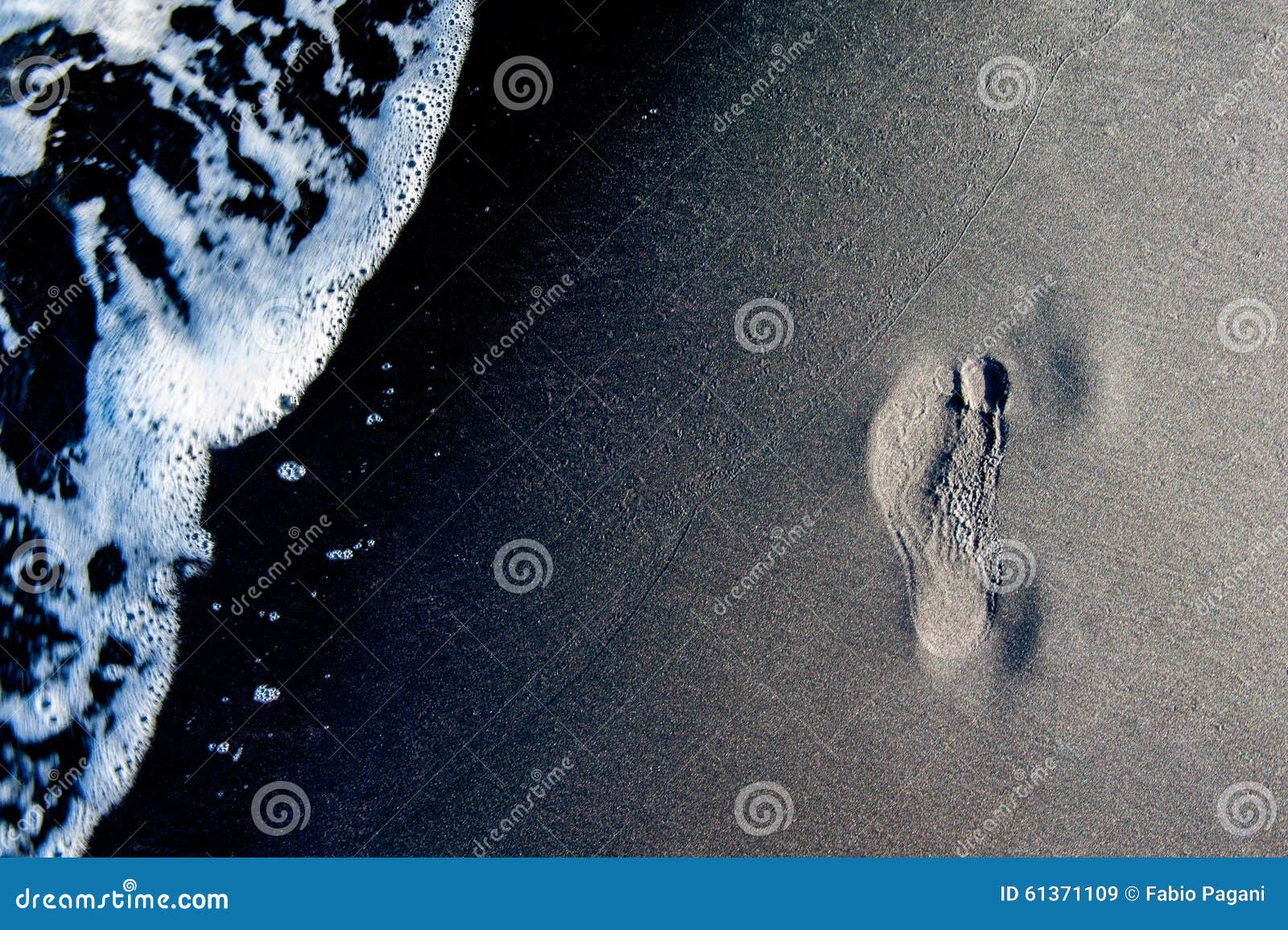 Human Footprint on the Sand with Waves Stock Image - Image of footprint ...