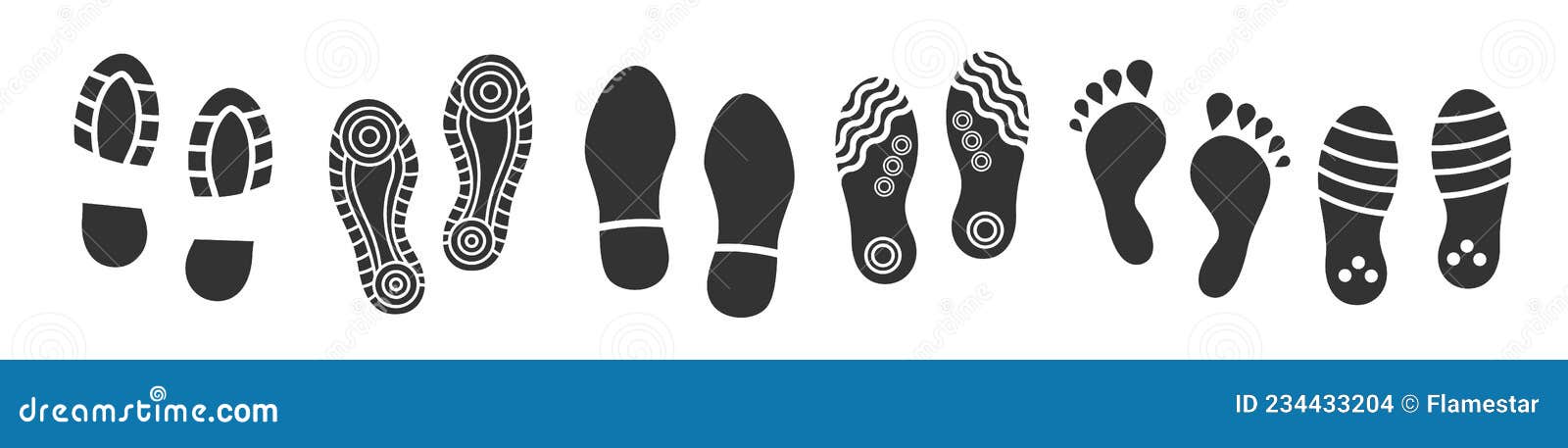 Human Footprint Set Isolated on White. Stock Illustration ...
