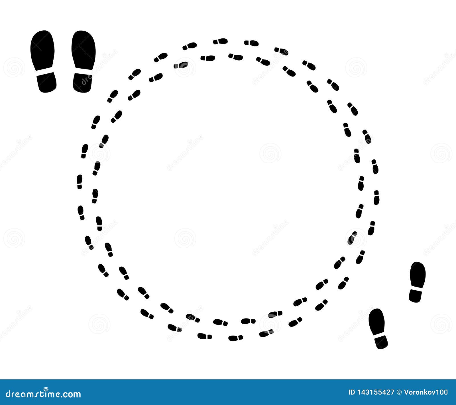 Human Footprint from the Sole of the Shoe. Silhouette of the Path ...