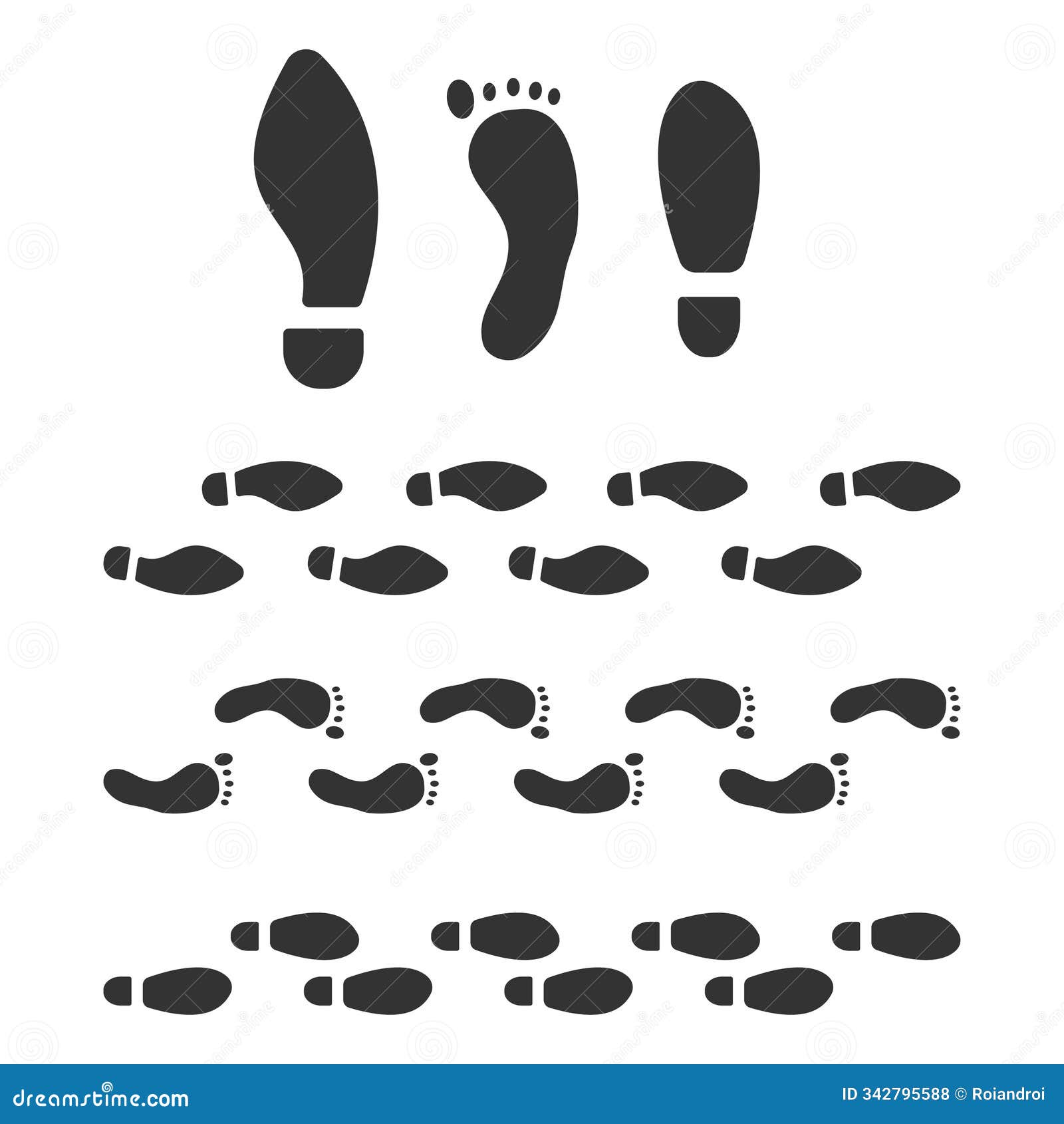 Human Footprint and Tracks Vector Black Silhouette Set Stock ...