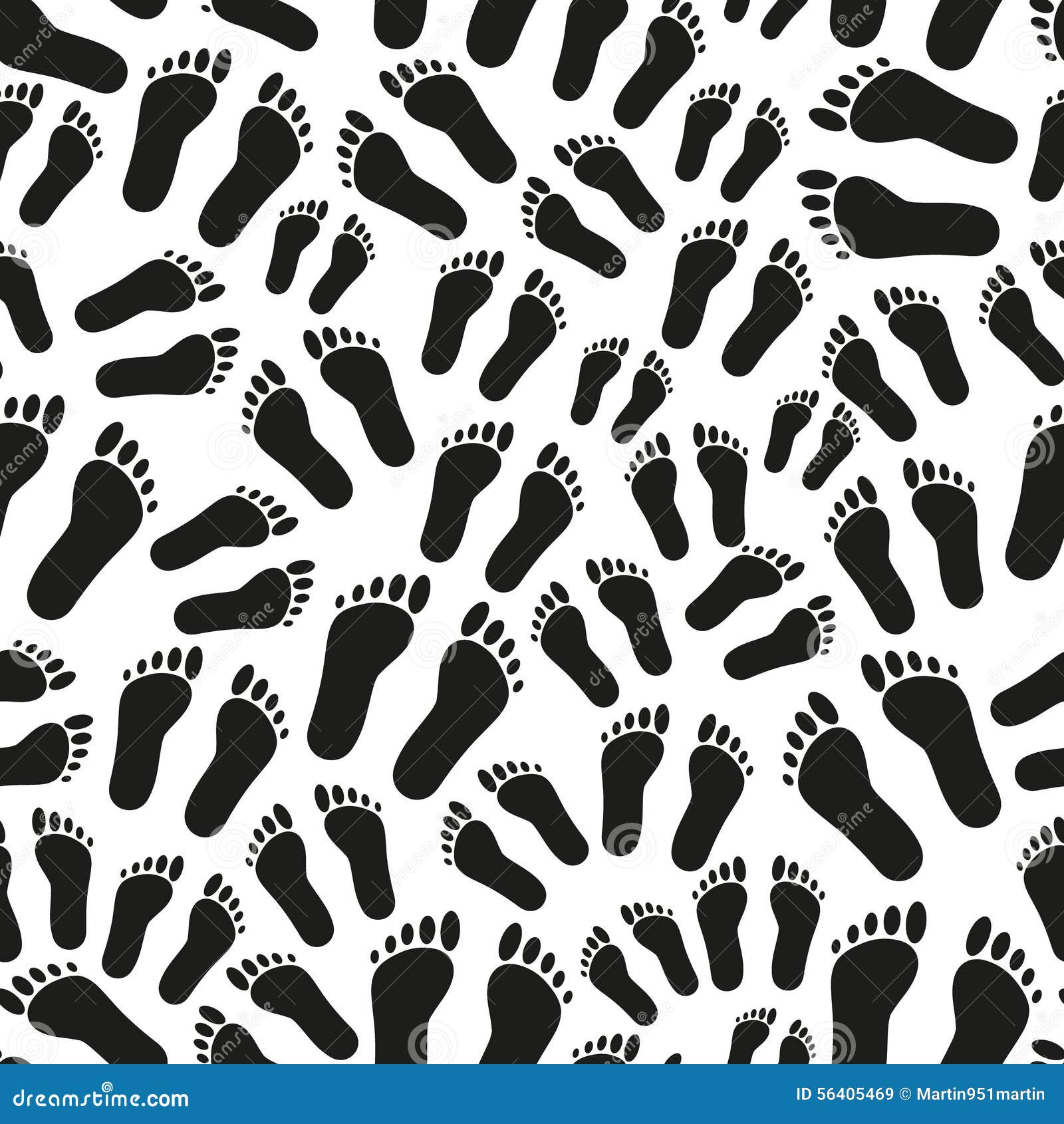 Human Footprints Black and White Seamless Pattern Stock Vector ...