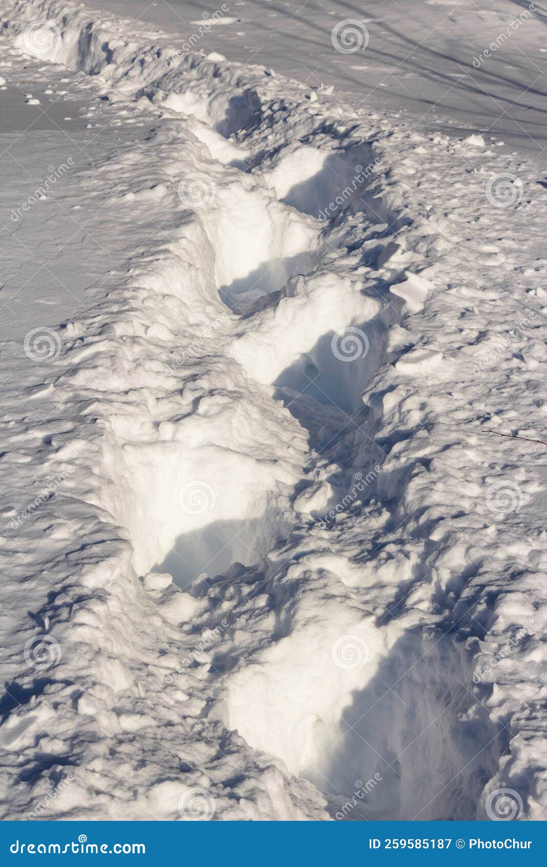 Human Footprints in Deep Snow Stock Image - Image of texture, deep ...