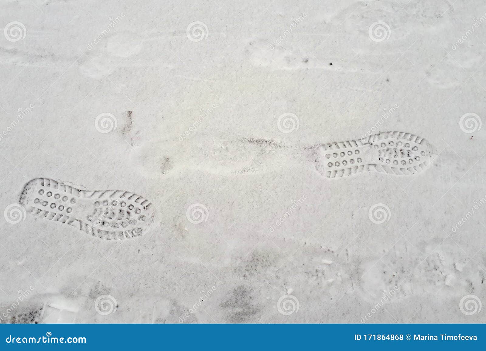 Human Footprints in the First Snow. Stock Photo - Image of snow ...