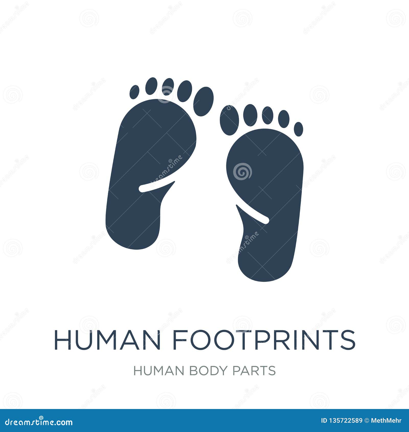 Human Footprints Icon in Trendy Design Style. Human Footprints Icon ...