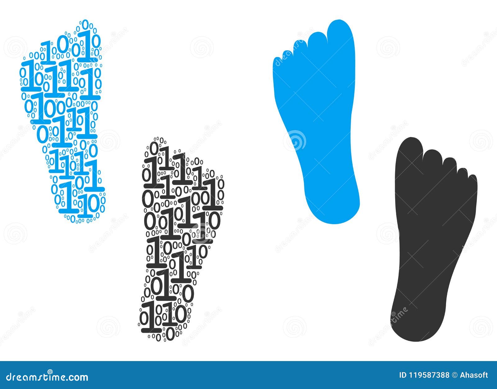 Human Footprints Mosaic of Binary Digits Stock Vector - Illustration of ...