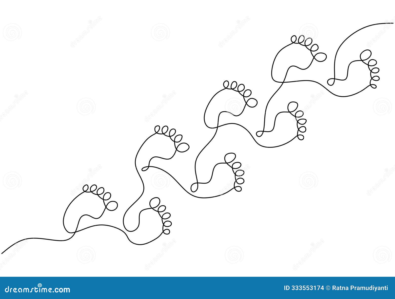 Human Footprints Steps Continuous Line Drawing. Physical Activity of ...