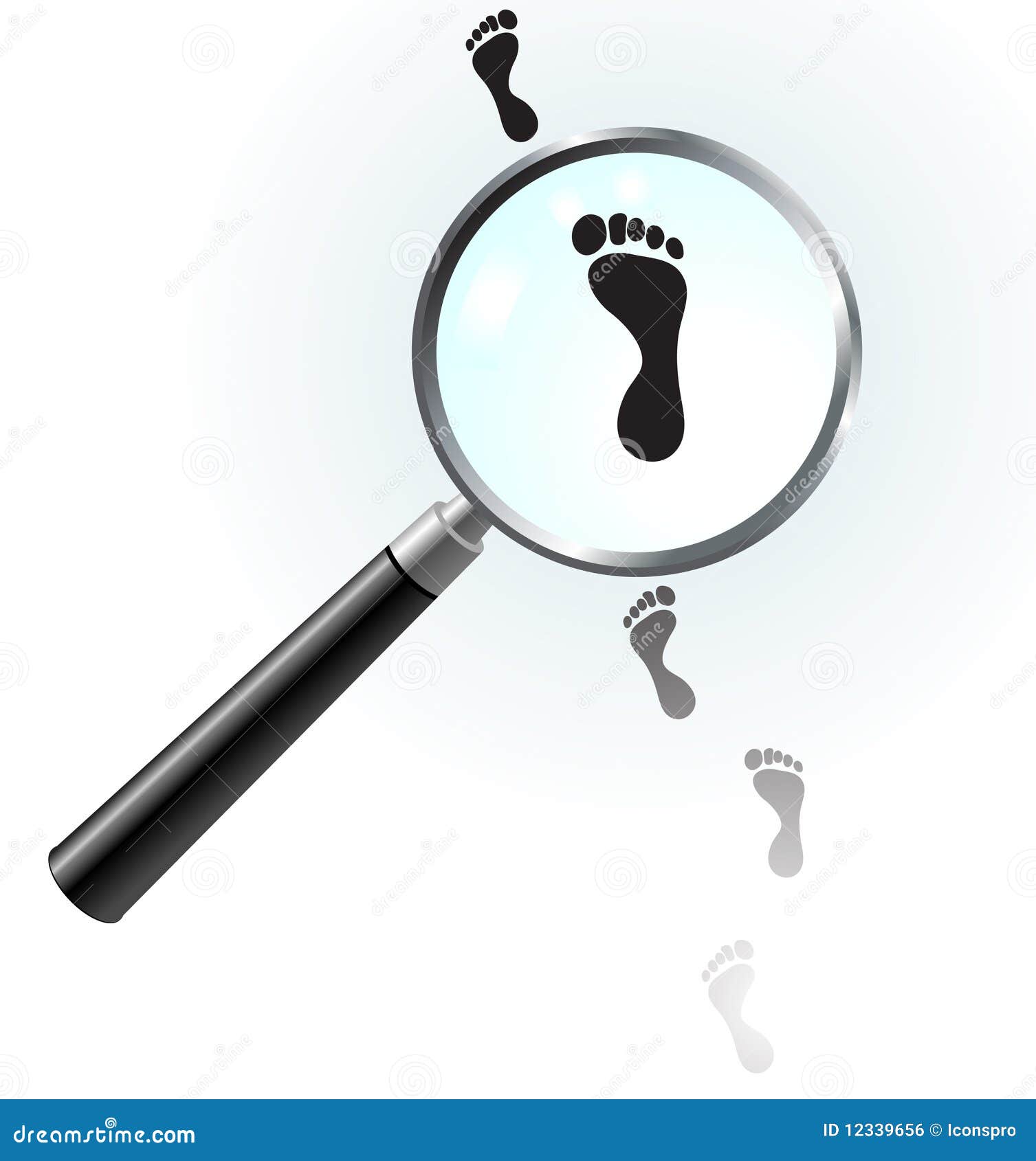 Human Footprints Under Magnifying Glass Vector Illustration ...