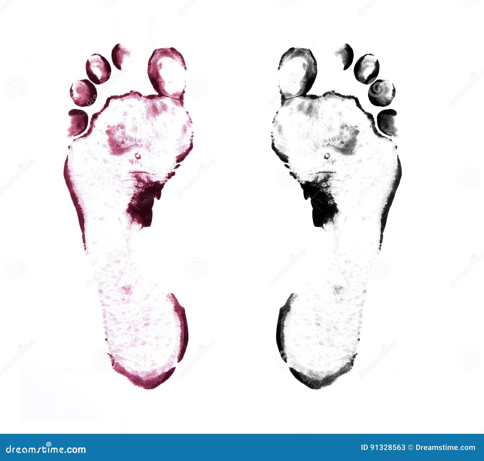 Human footprints on white stock image. Image of design - 91328563