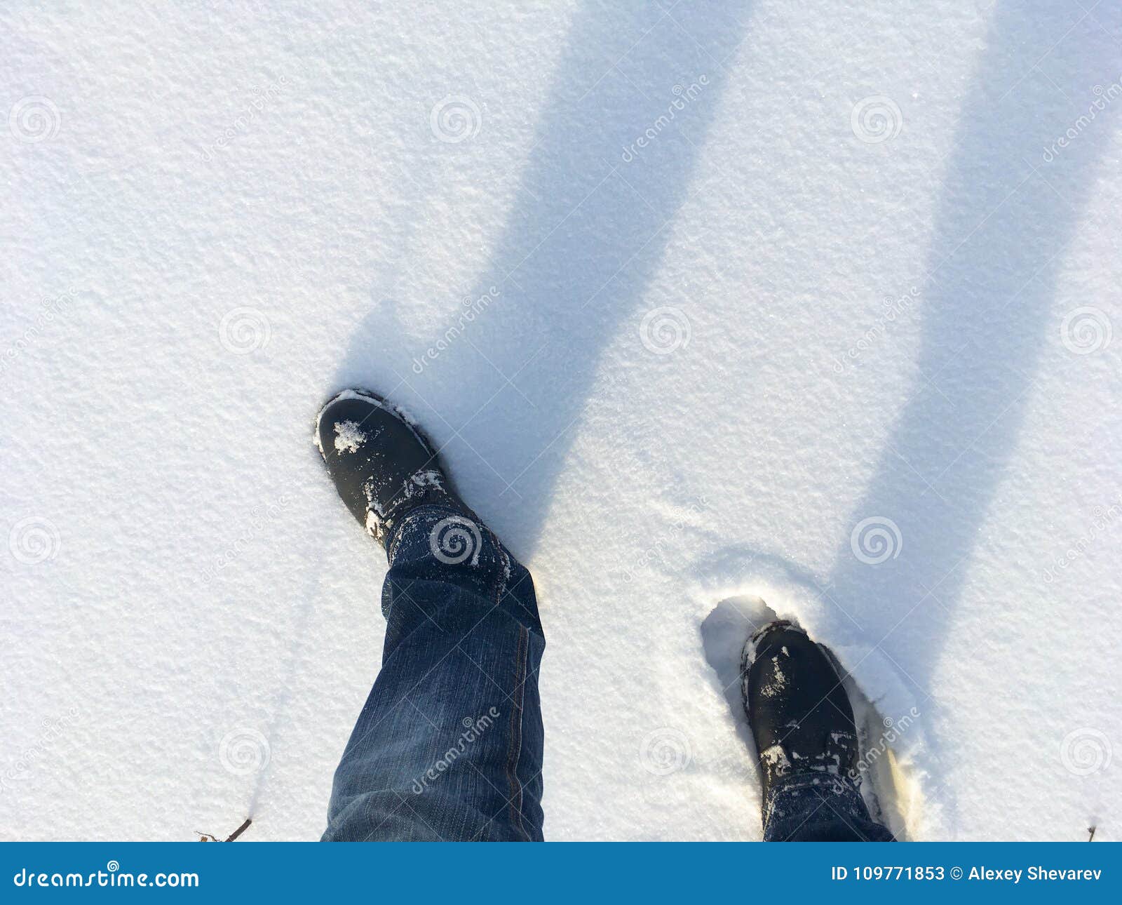 Human Footprints in the White Snow Stock Image - Image of concept ...