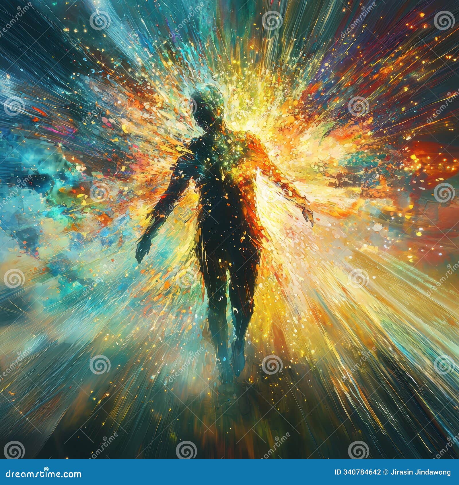 Human Form Bursting into Light Stock Illustration - Illustration of ...