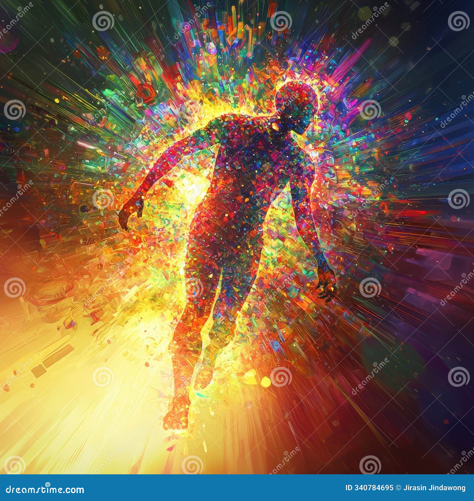 Human Form Morphing into Burst of Light Stock Illustration ...