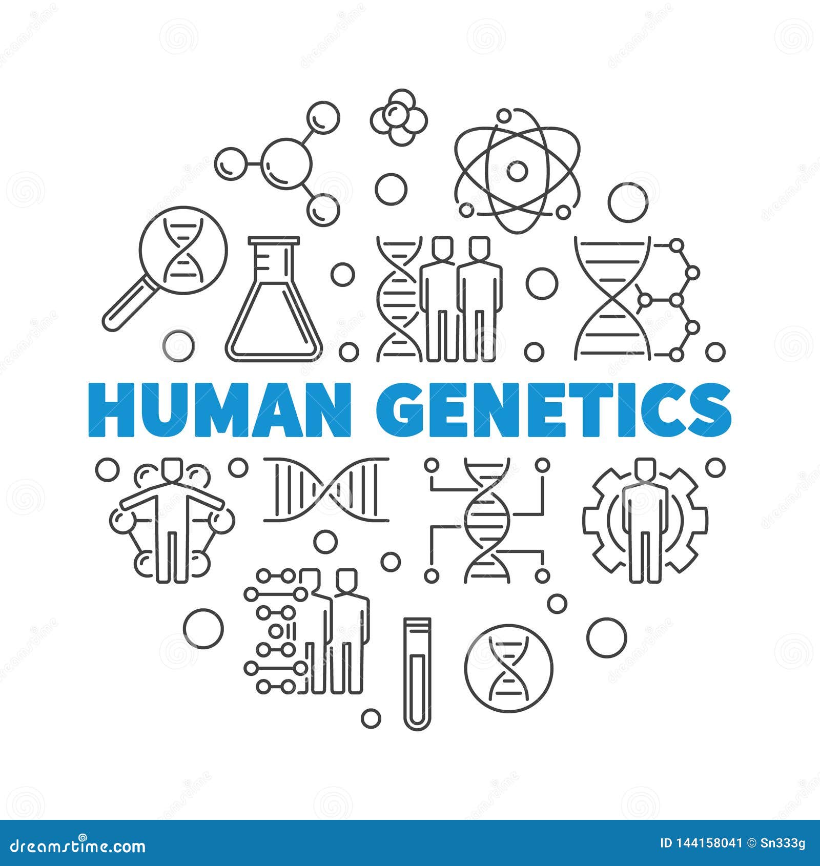 Human Genetics Vector Round Concept Outline Illustration Stock Vector ...