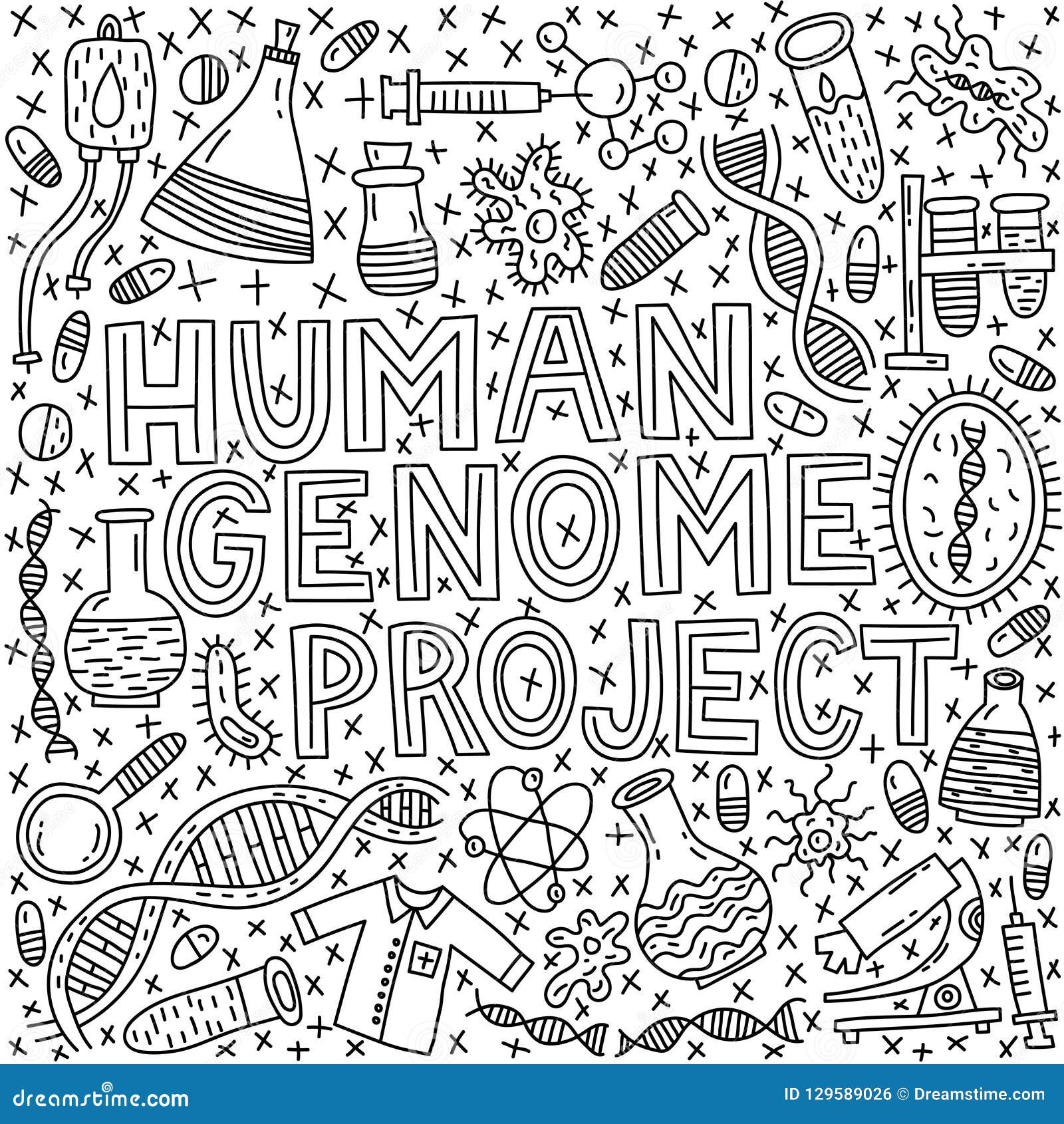 Human genom project stock vector. Illustration of microscopic - 129589026