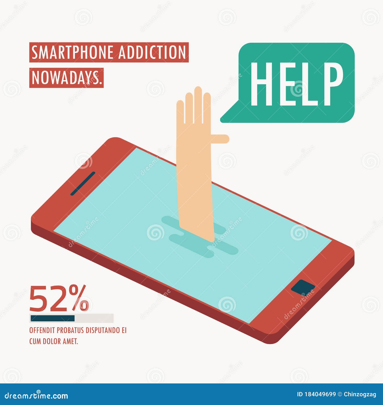 Human Get Drowned on Smartphone Addiction Infographic Concept Stock ...