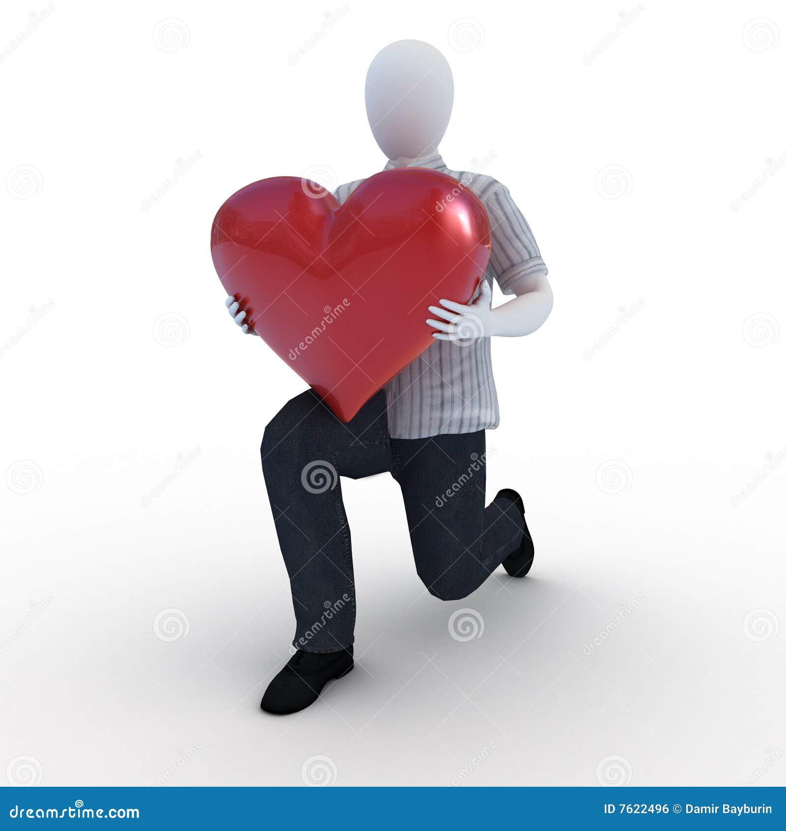 Human Giving His Heart Kneeling Stock Illustration - Illustration of ...