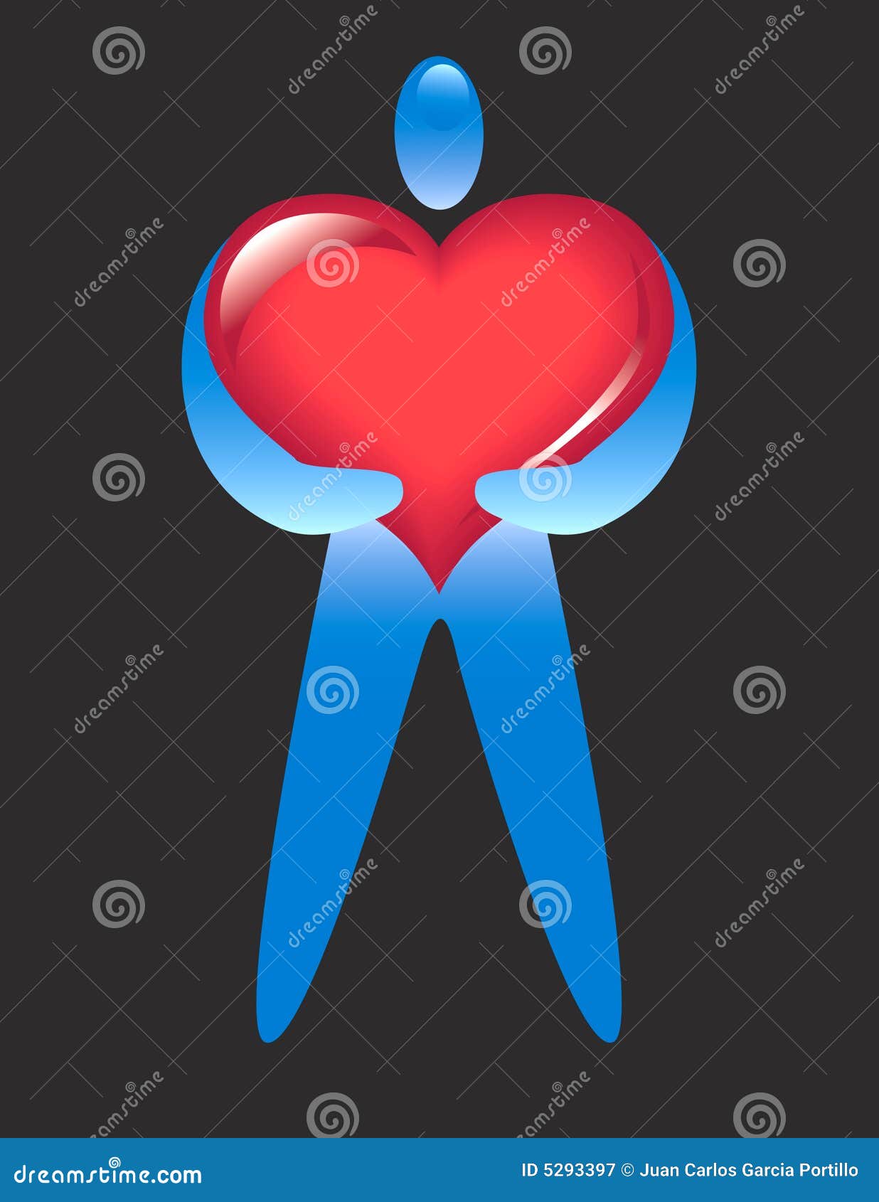 Human guy with huge heart stock vector. Illustration of love - 5293397