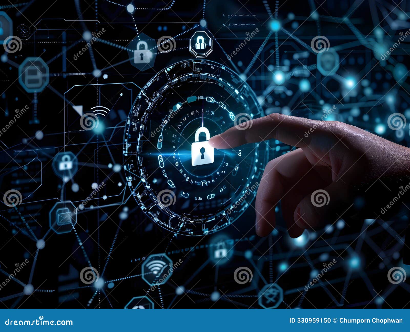 Human Hand Accessing Digital Interface To Encrypt Private Data with ...