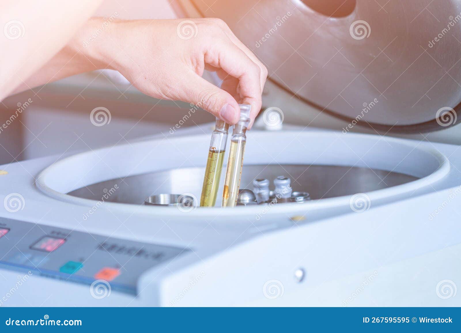 Human Hand Adding Test Tubes in Centrifuge Stock Image - Image of ...