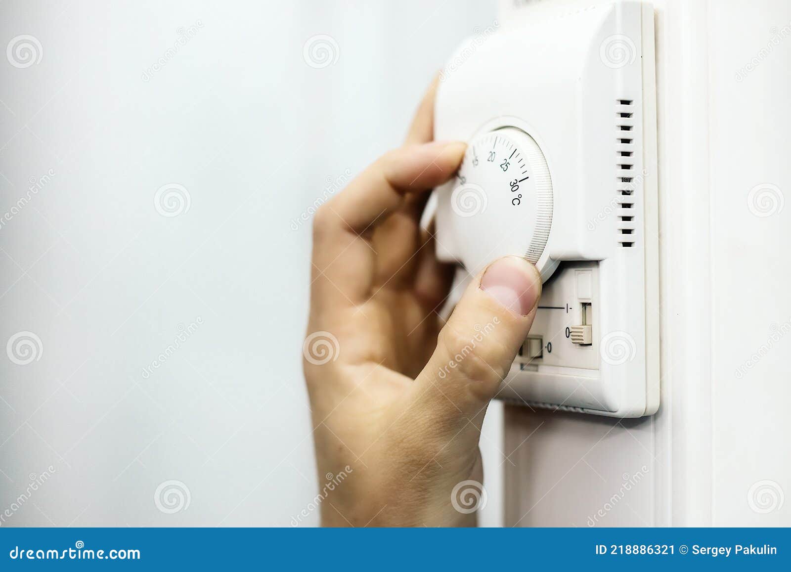 Human Hand on the Air Conditioner Temperature Controller. Service for ...