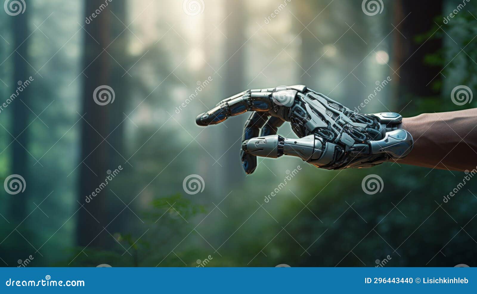 Human Hand and Android Cyborg. Artificial Intelligence Technology ...
