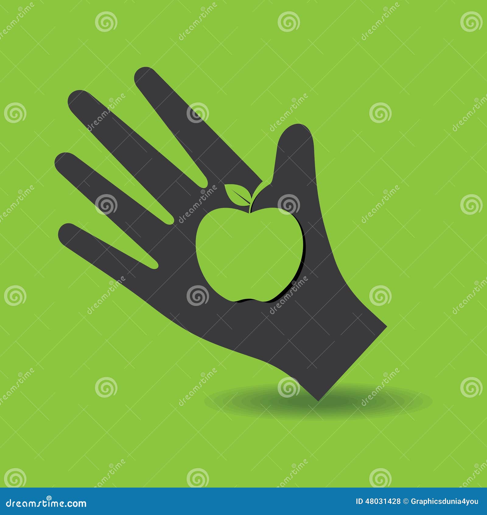 Human Hand with Apple Symbol Concept Stock Vector - Illustration of ...