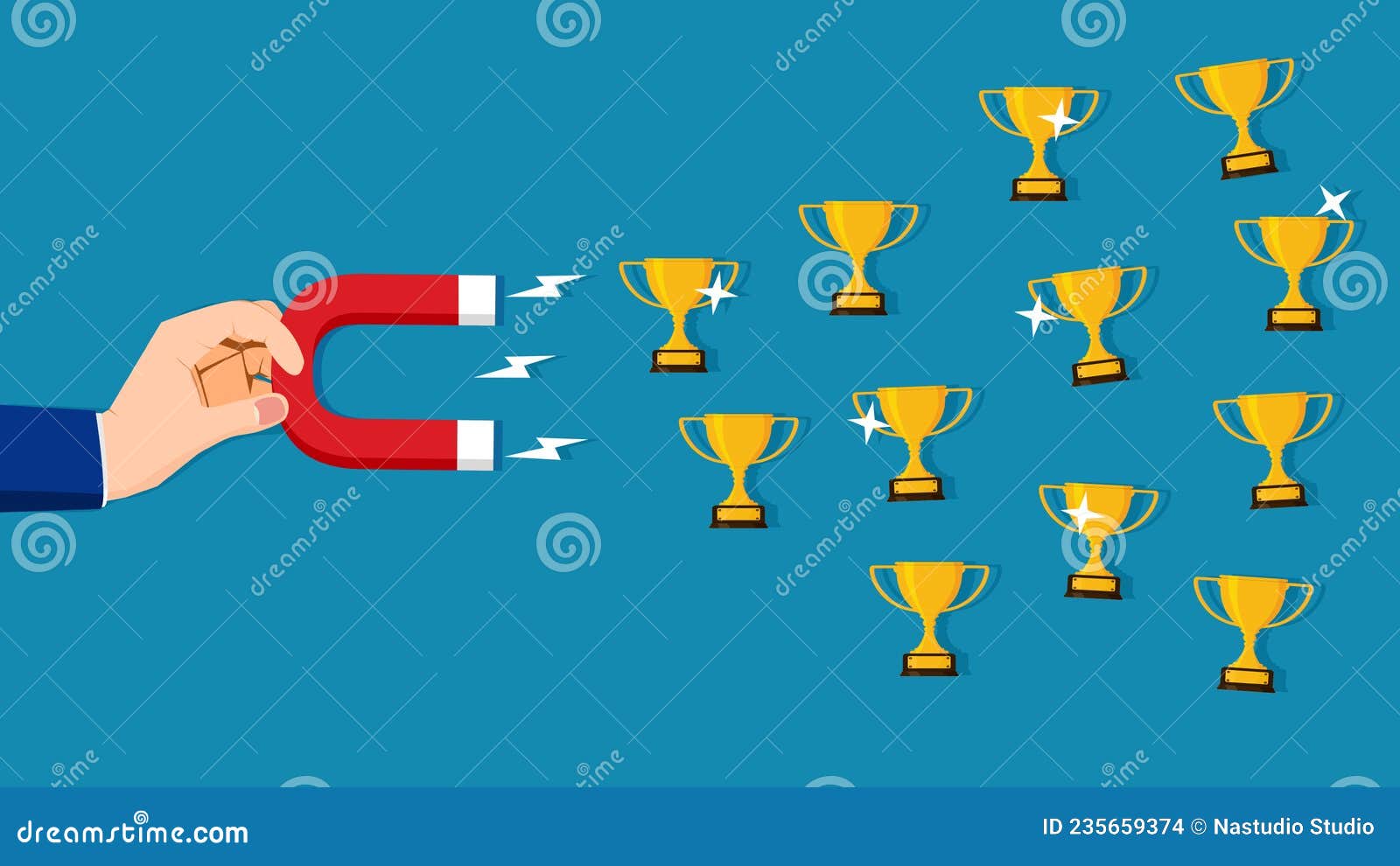 A Human Hand that Attracts a Trophy with a Magnet. the Idea of ...