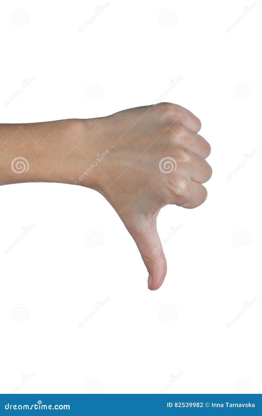 Human Hand with Big Finger Up, Down. Isolated Stock Photo - Image of ...