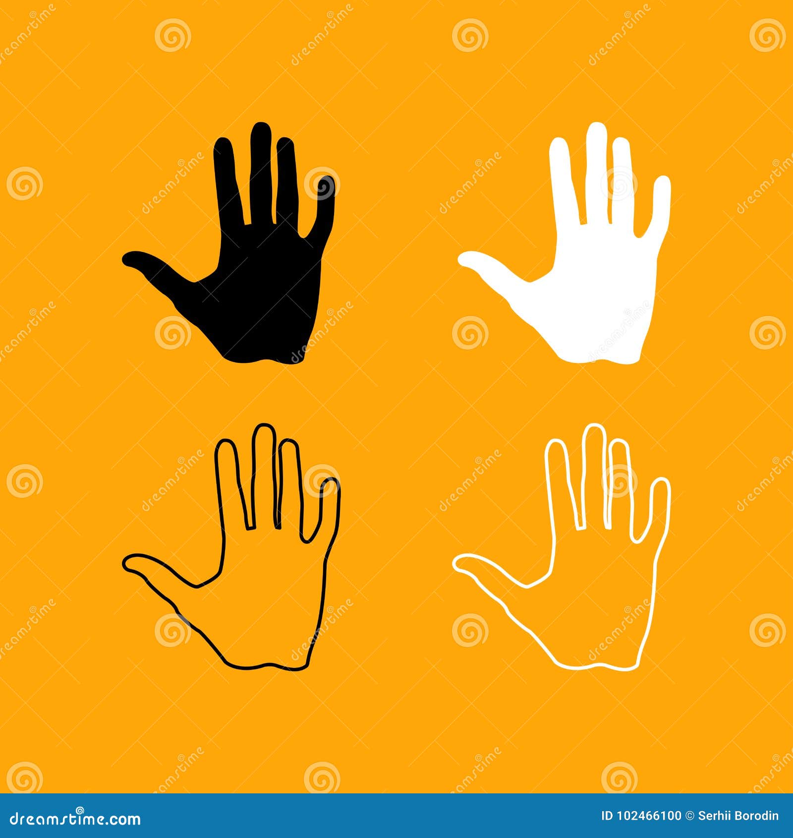 Human Hand Black and White Set Icon. Stock Vector - Illustration of ...