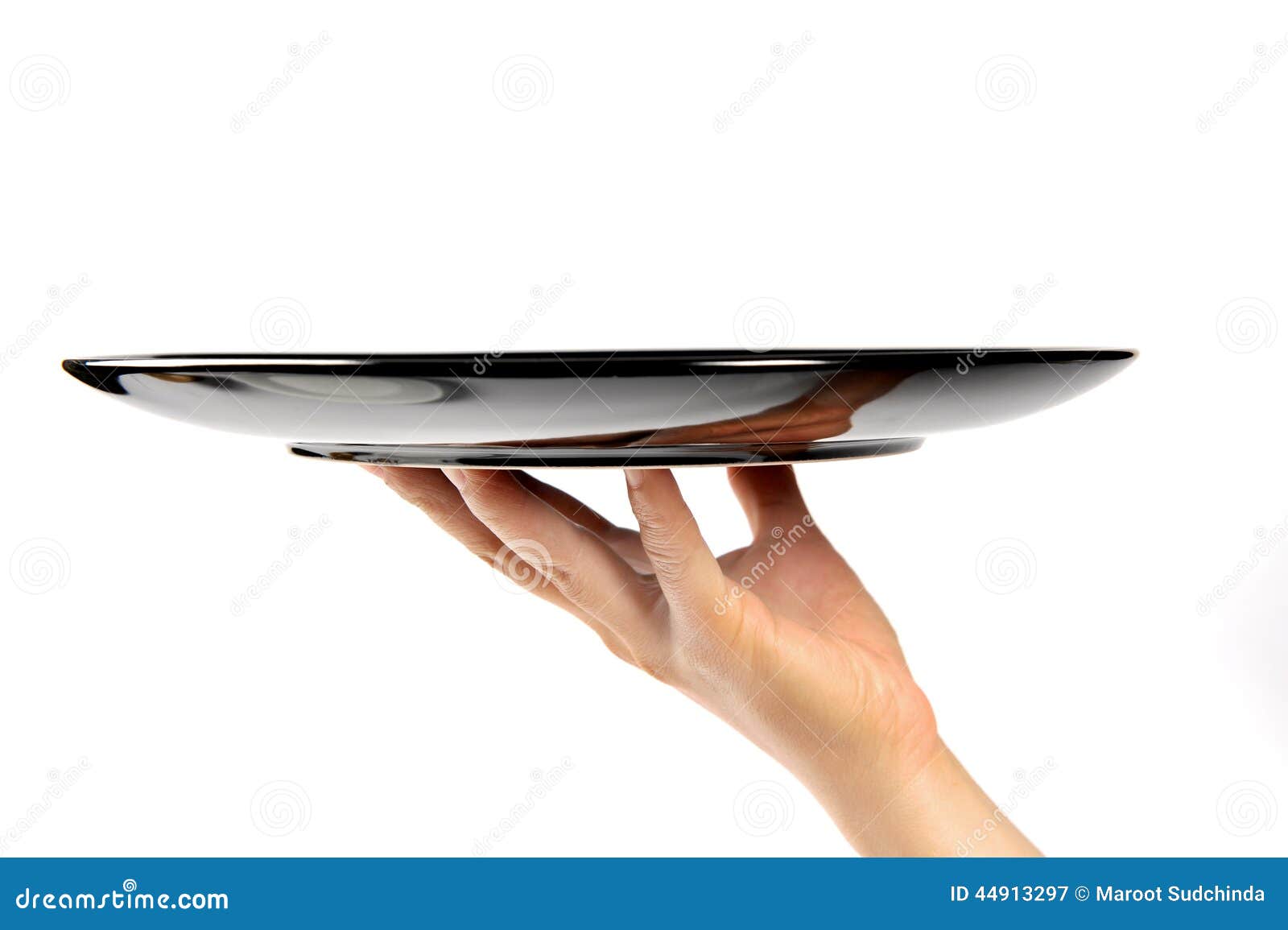 Human Hand with Blank Plate Stock Image - Image of white, dishware ...