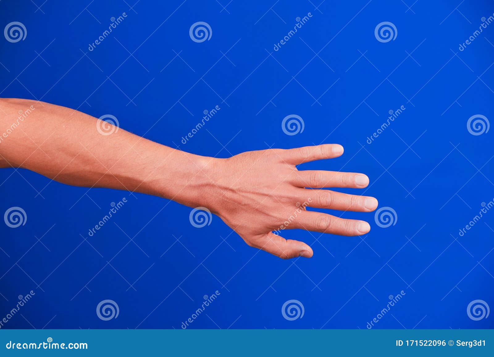 Human Hand on Blue Background Chroma-key. Stock Photo - Image of ...