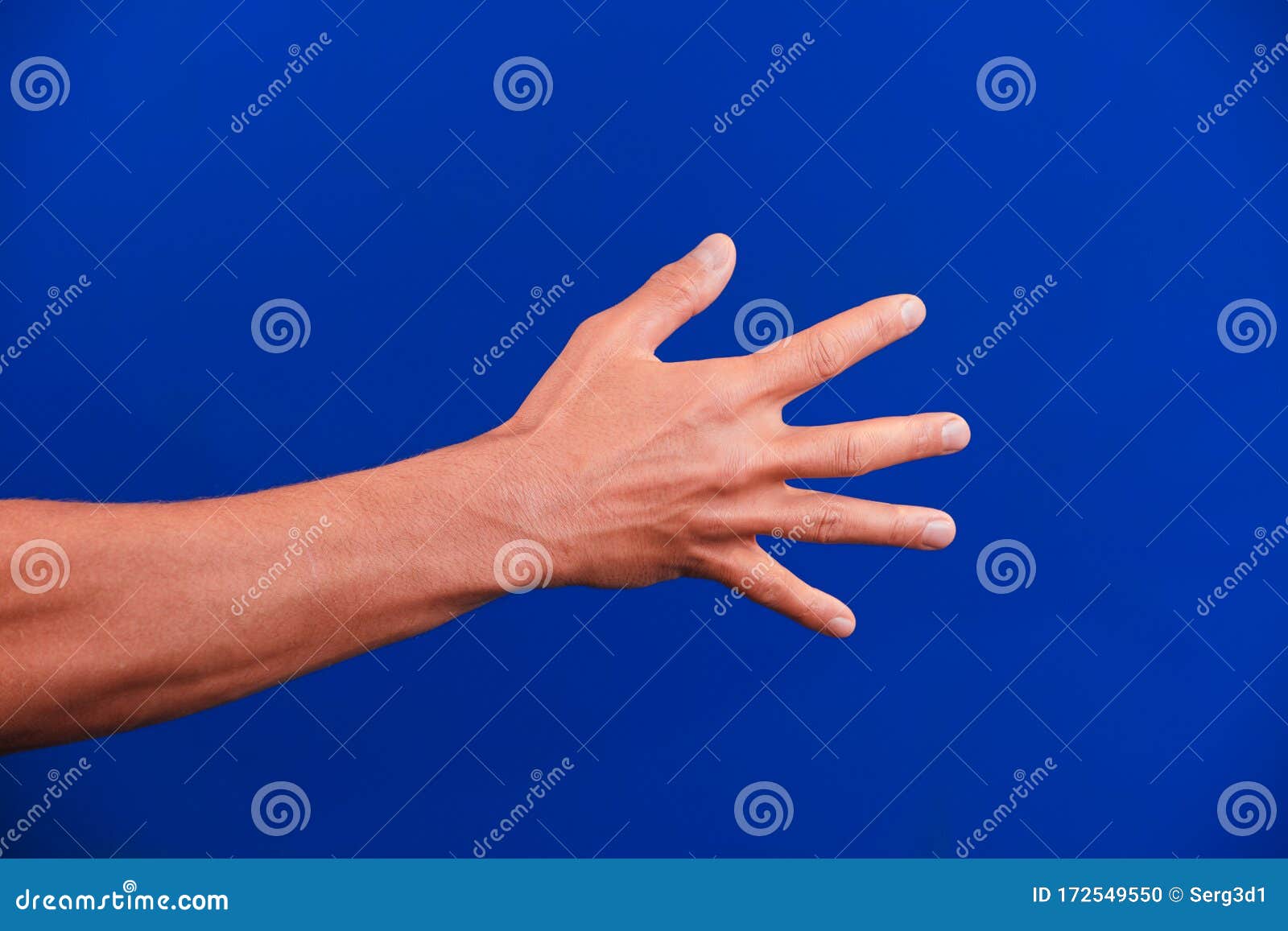 Human Hand on Blue Background Chroma-key. Stock Photo - Image of ...