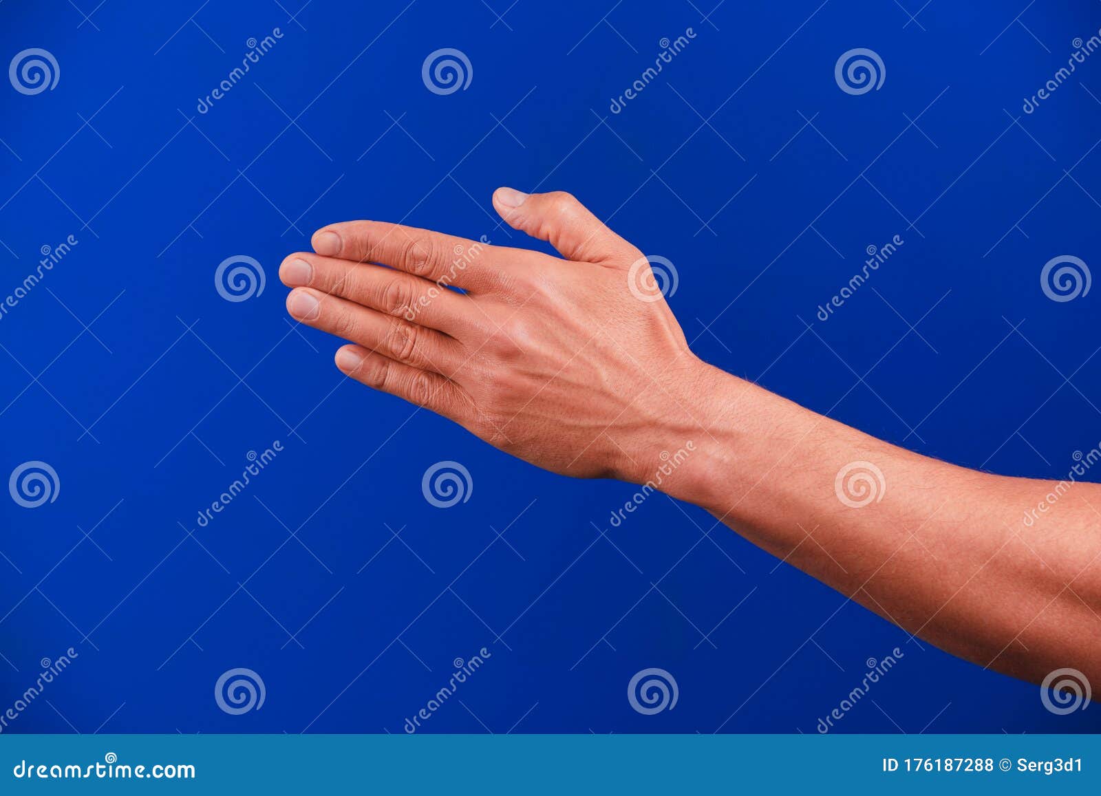 Human Hand on Blue Background Chroma-key. Stock Photo - Image of hand ...