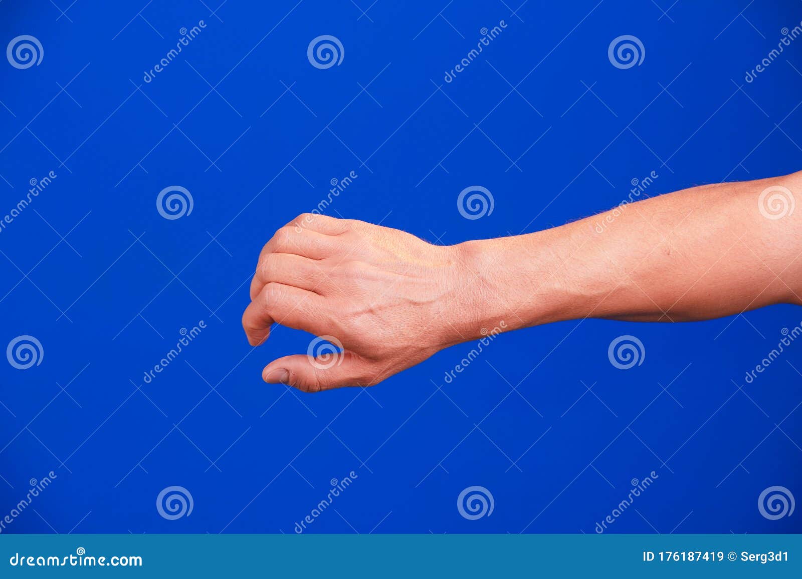 Human Hand on Blue Background Chroma-key. Stock Image - Image of finger ...