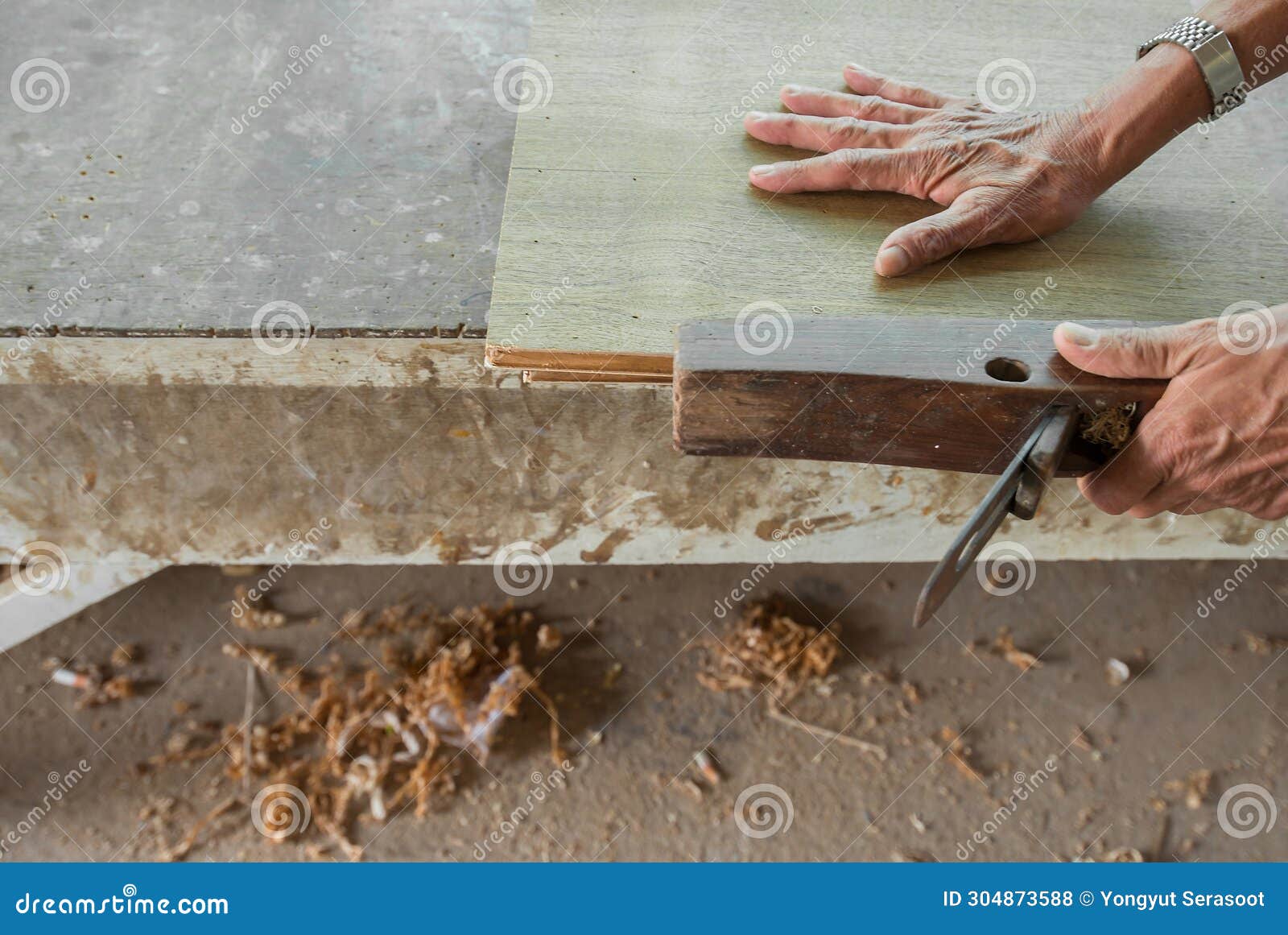 The Human Hand that Carpentry Work with Traditional Stock Photo - Image ...