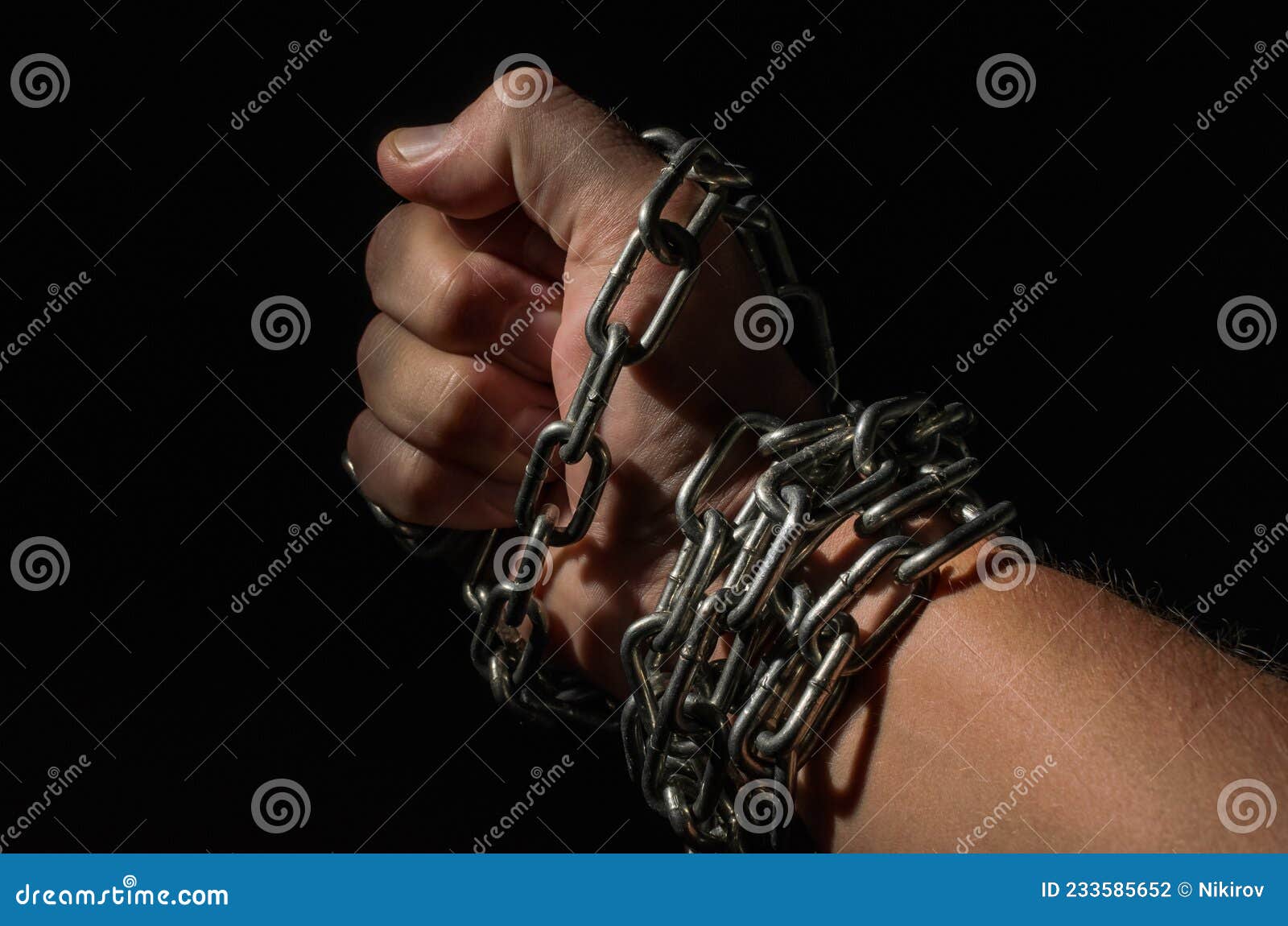 Hand Chained With Iron Chain, Isolated On White Background. Royalty ...