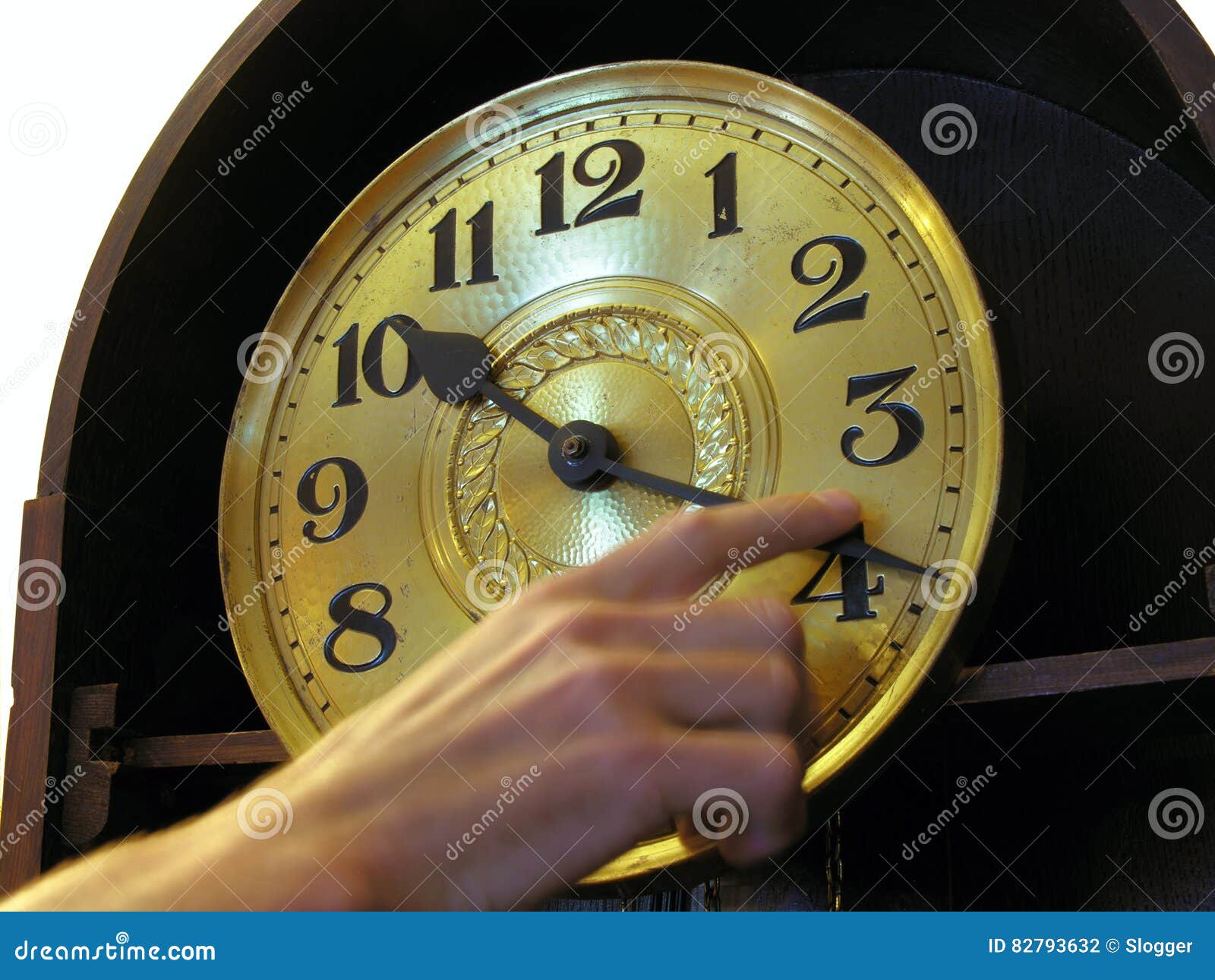 Human Hand Changes Time on the Old Clock Stock Photo - Image of ...
