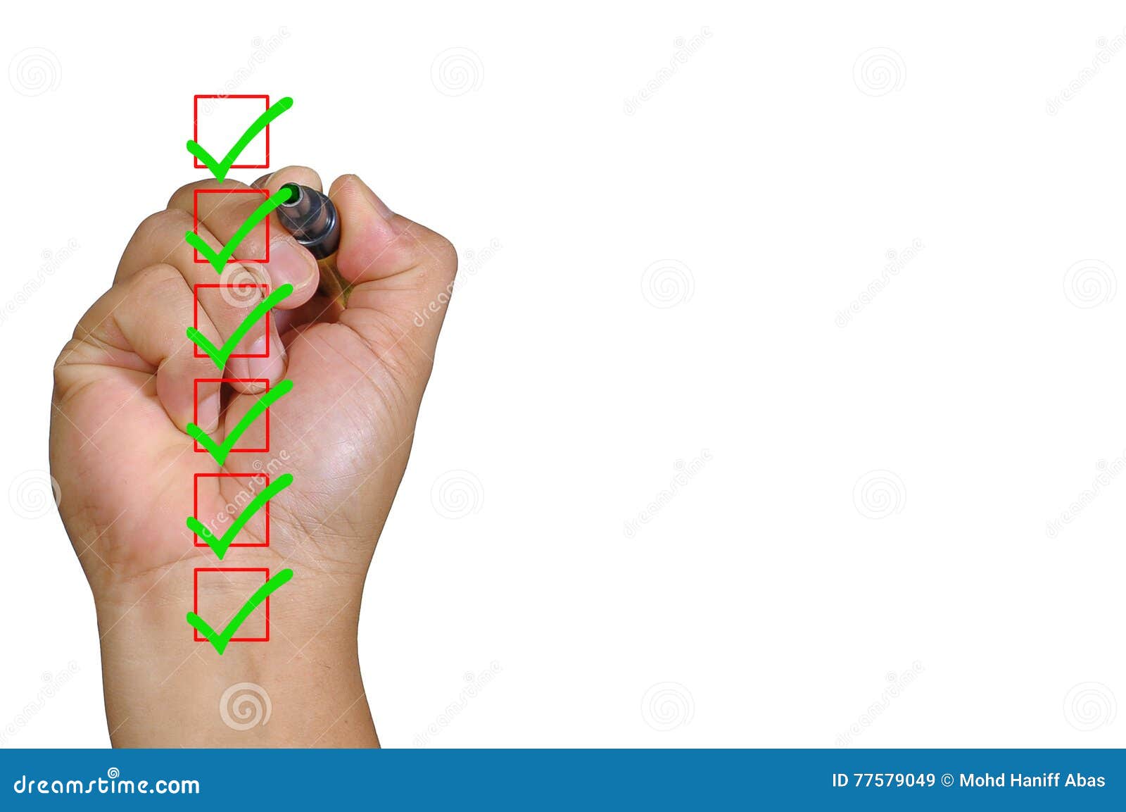 Human Hand Check All Boxes with Green Mark and Copy Space Area. Stock ...